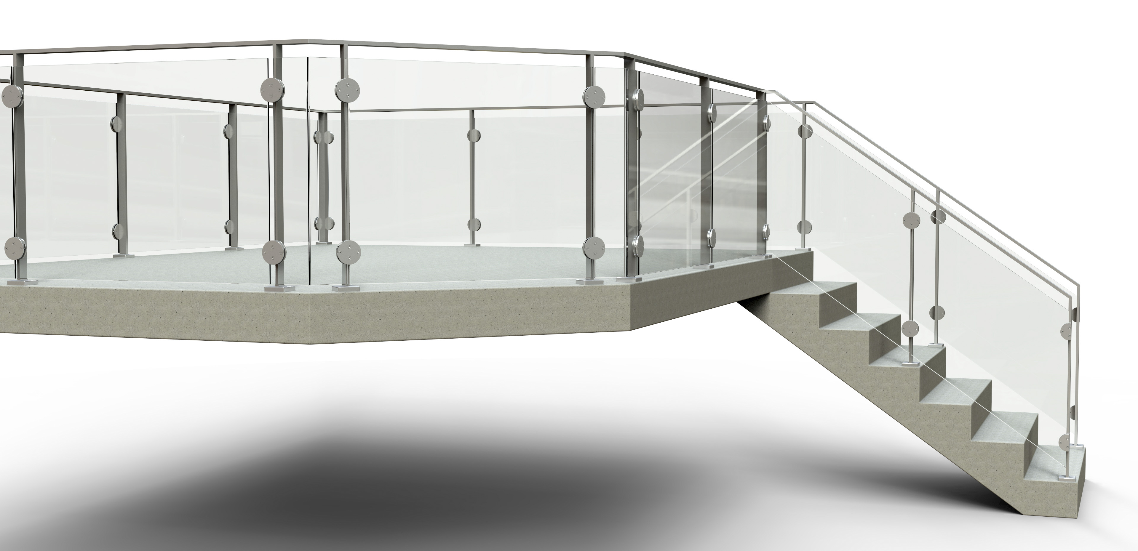 Showroom - Modern Stainless Steel Cable and Glass Railing - Inline Design