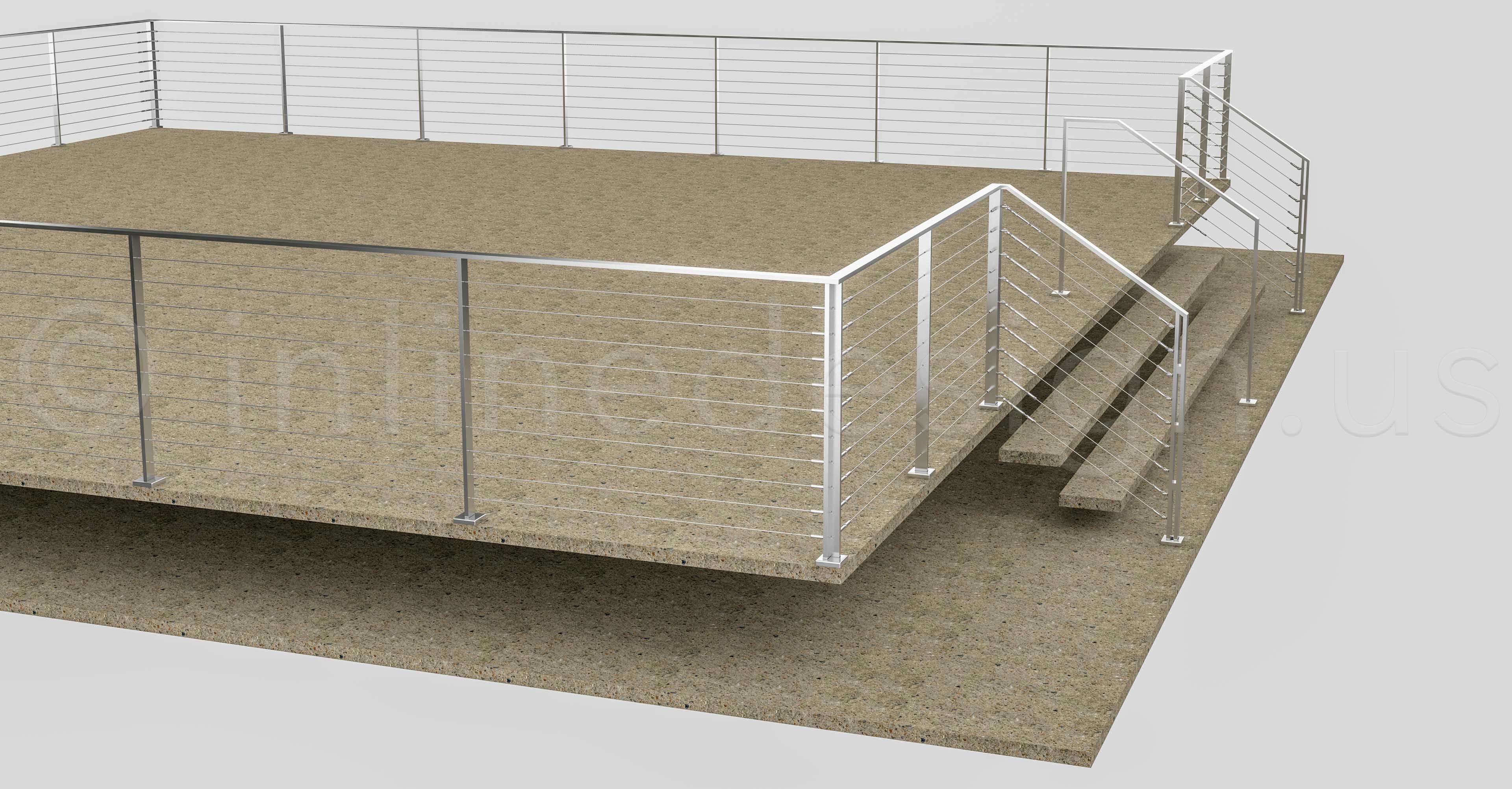 Showroom - Modern Stainless Steel Cable and Glass Railing - Inline Design