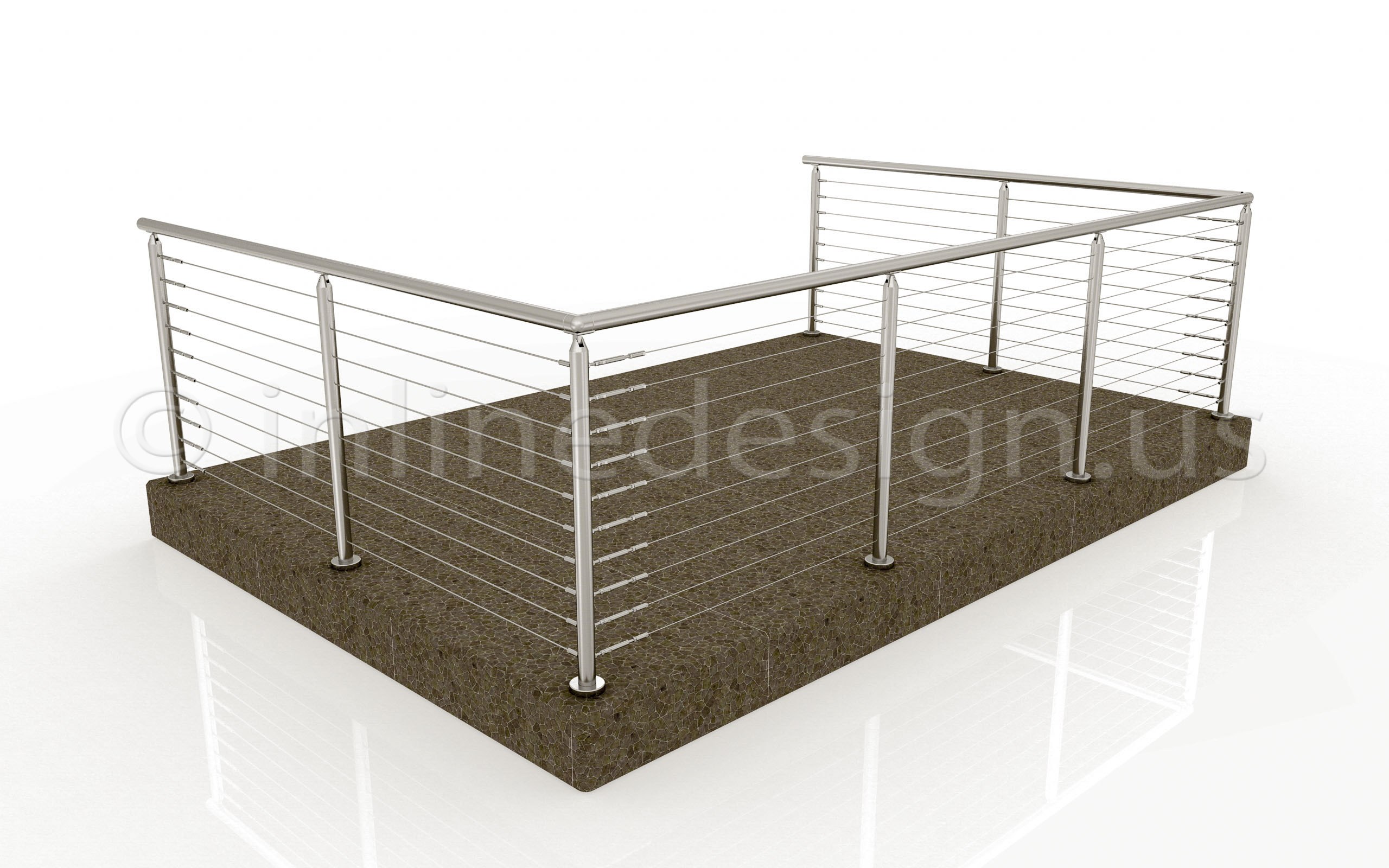 Showroom - Modern Stainless Steel Cable and Glass Railing - Inline Design