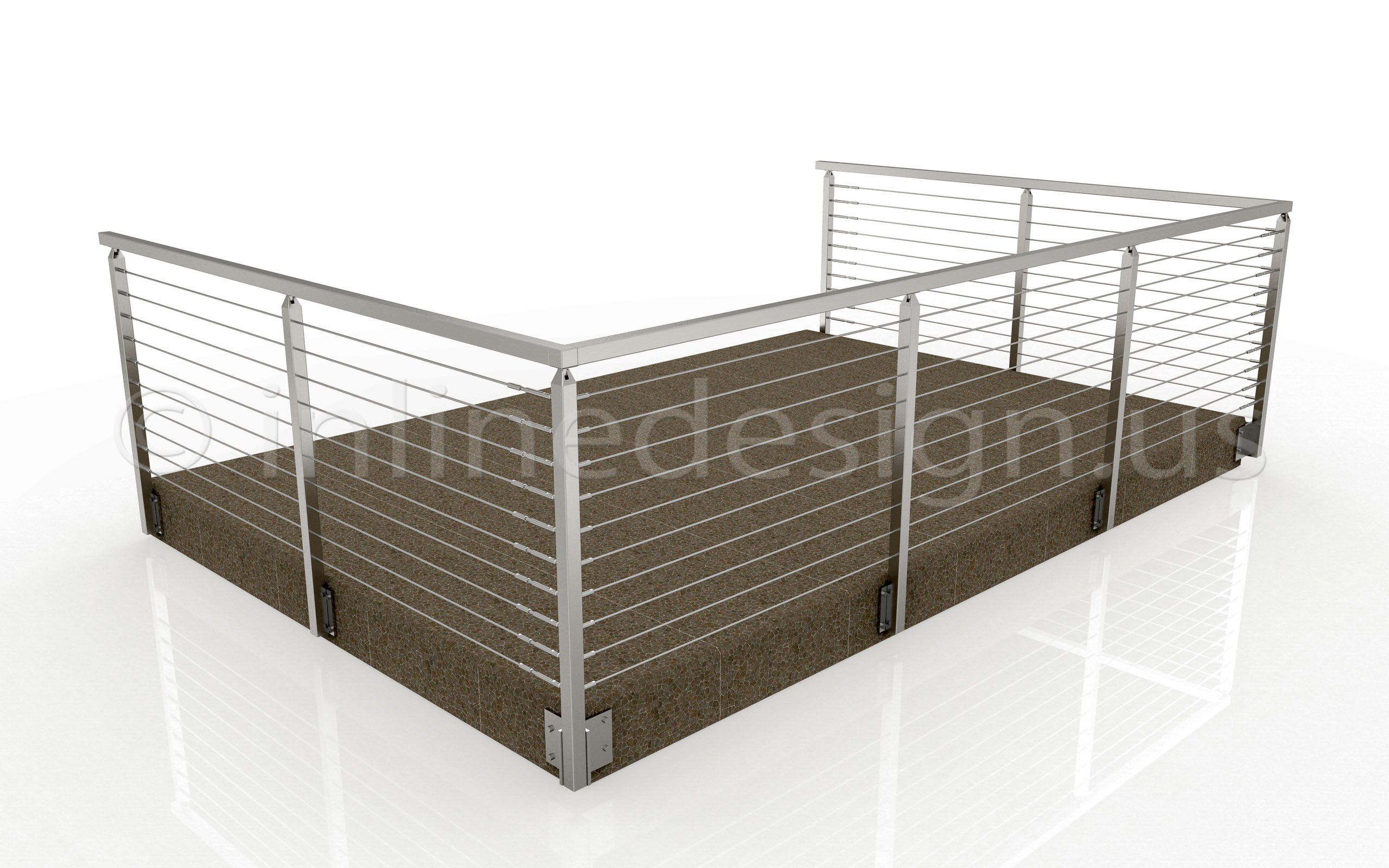 Showroom - Modern Stainless Steel Cable and Glass Railing - Inline Design