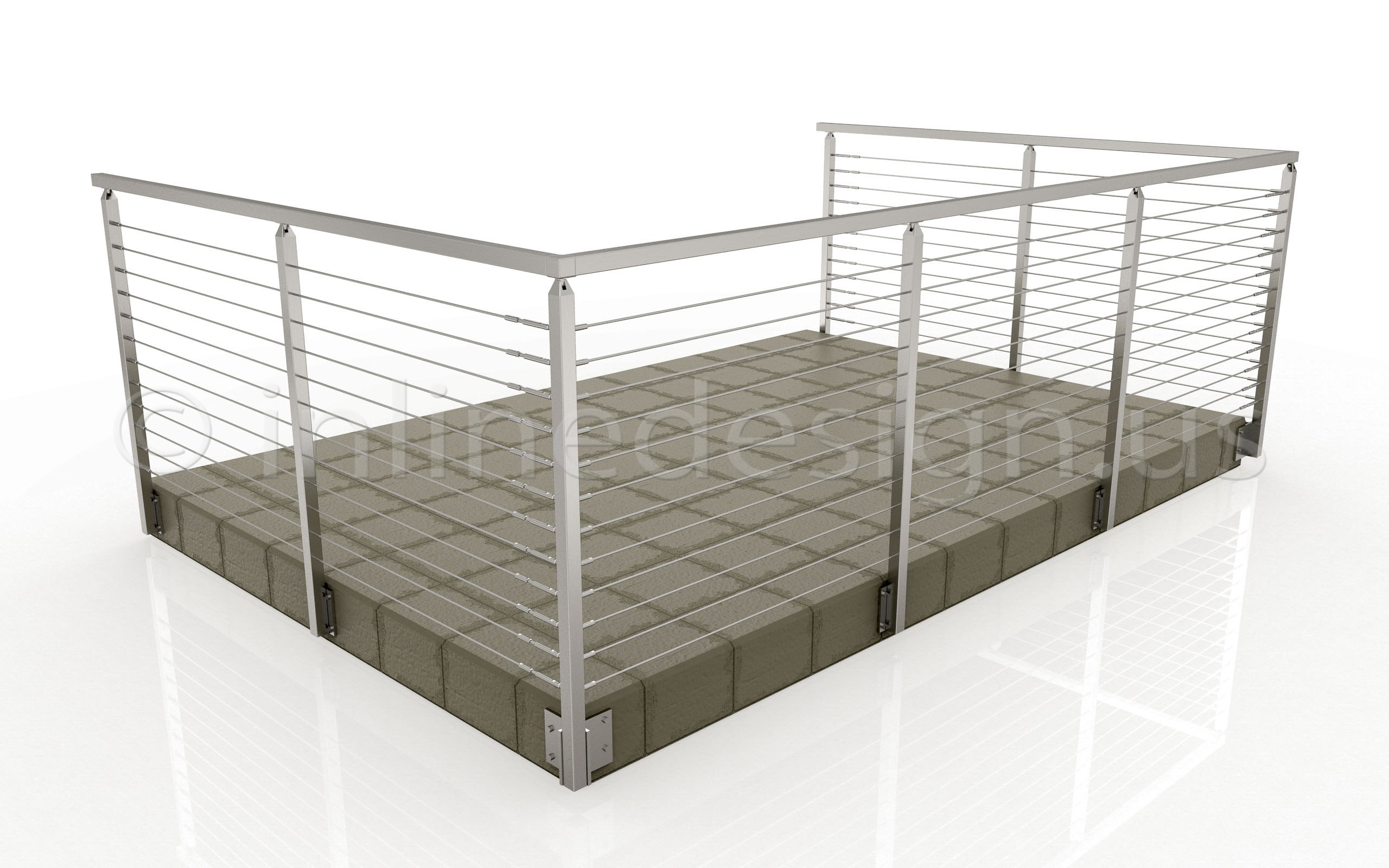 Showroom - Modern Stainless Steel Cable and Glass Railing - Inline Design