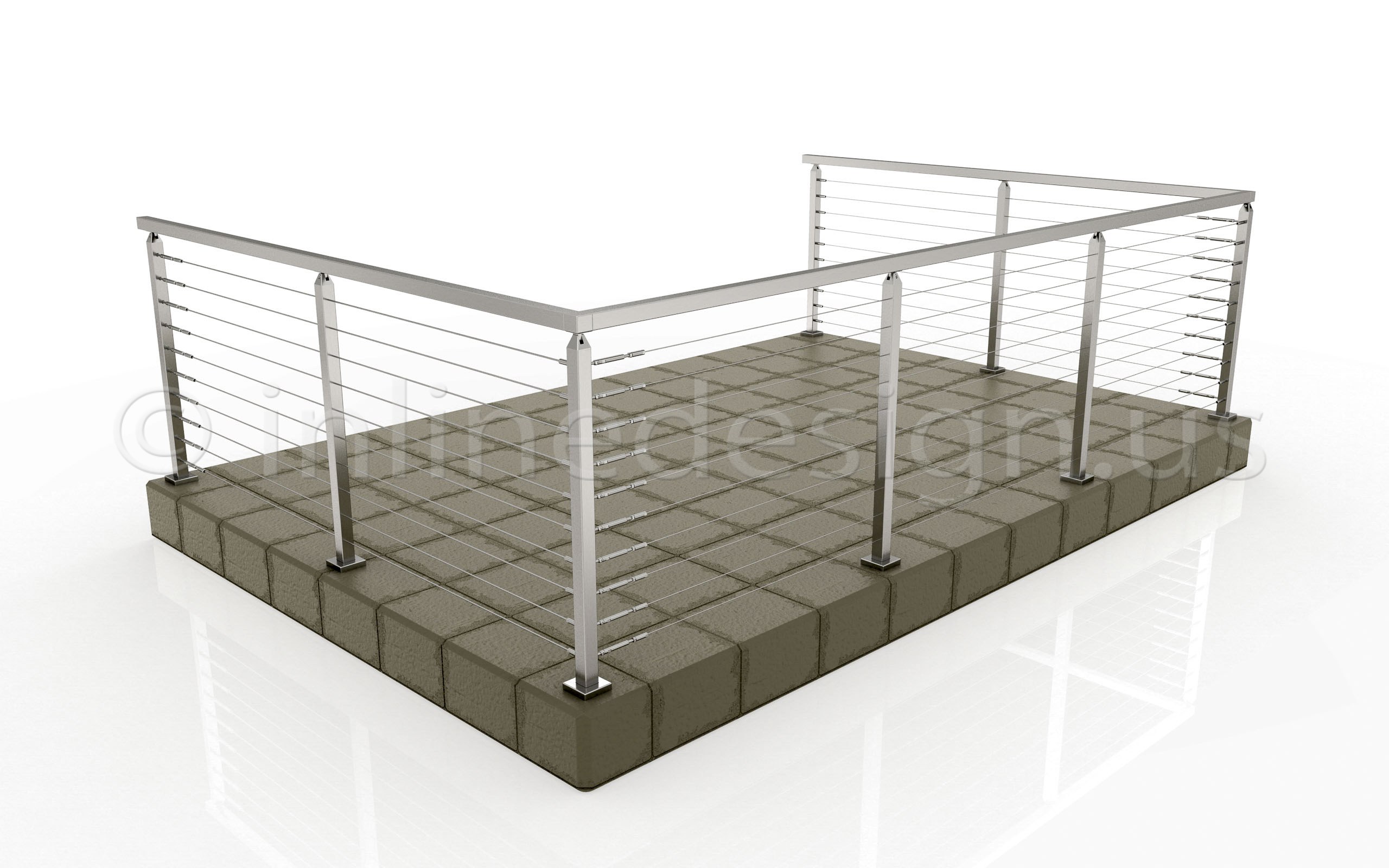 Showroom - Modern Stainless Steel Cable and Glass Railing - Inline Design