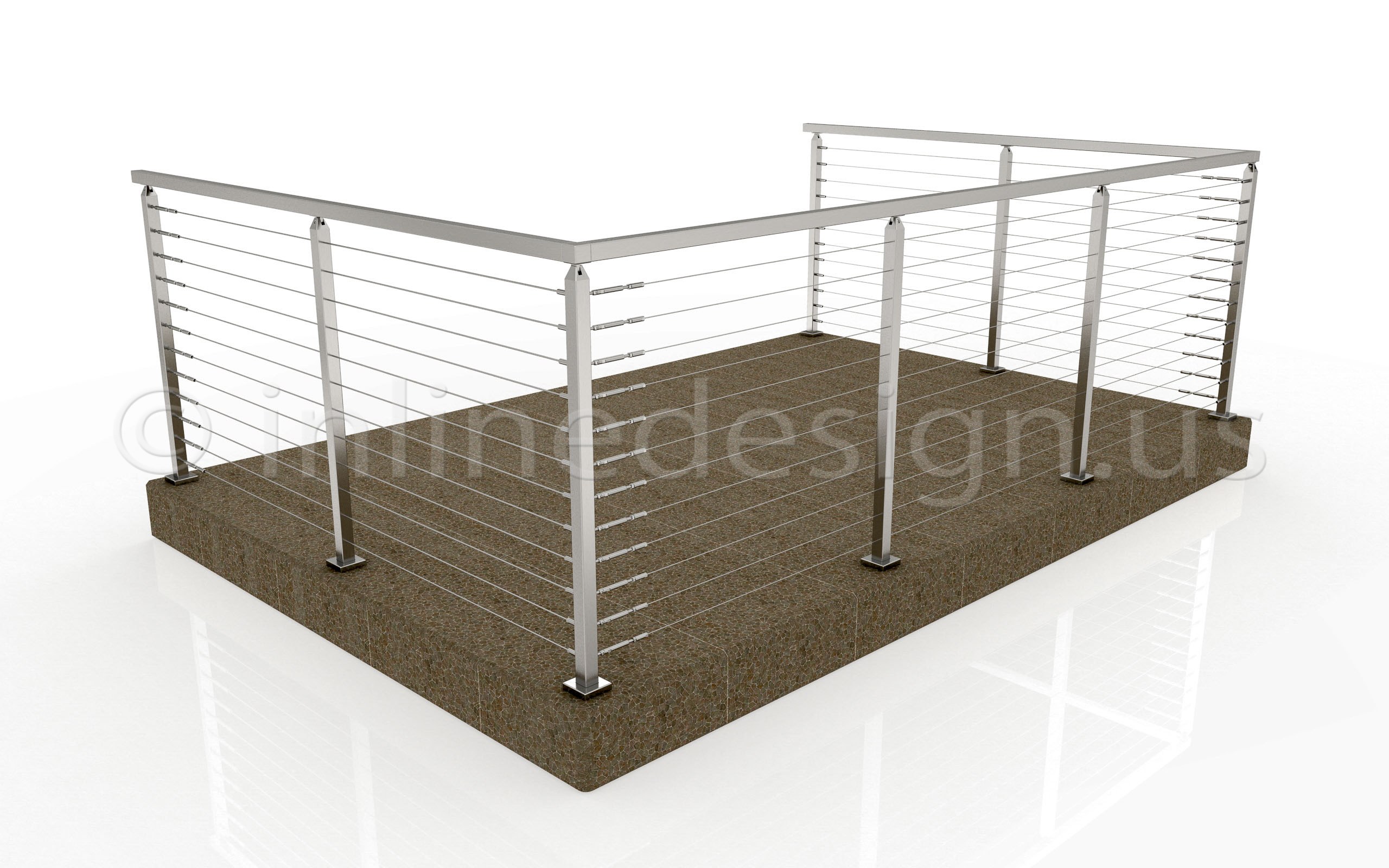 Showroom - Modern Stainless Steel Cable and Glass Railing - Inline Design